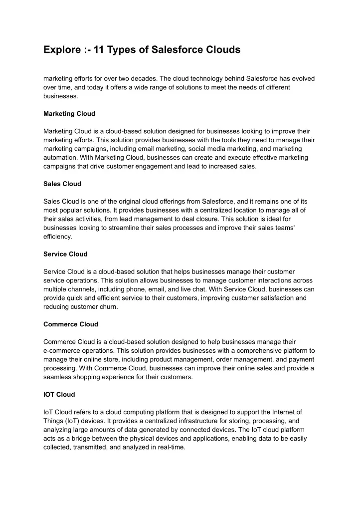 PPT - Explore :- 11 Types of Salesforce Clouds PowerPoint Presentation ... PPT - Explore :- 11 Types of Salesforce Clouds PowerPoint Presentation ...