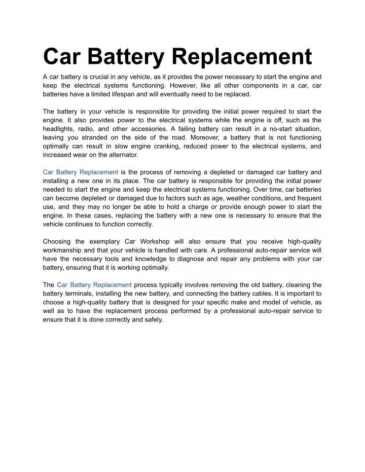 PPT - Car Battery Replacement PowerPoint Presentation, free download ...