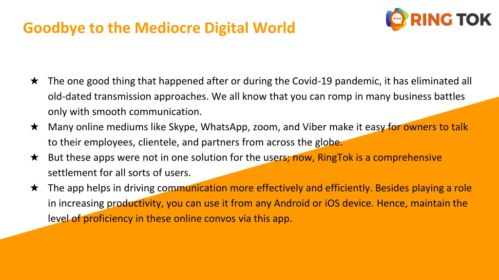 PPT - The Future of Calling Apps Like RingTok After Coronavirus ...