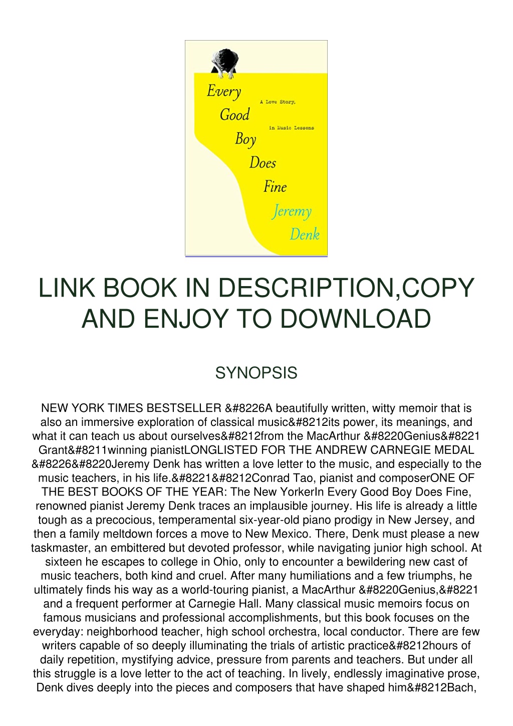 PPT - EBOOK d.OWNLOA.d Every Good Boy Does Fine: A Love Story, in Music ...