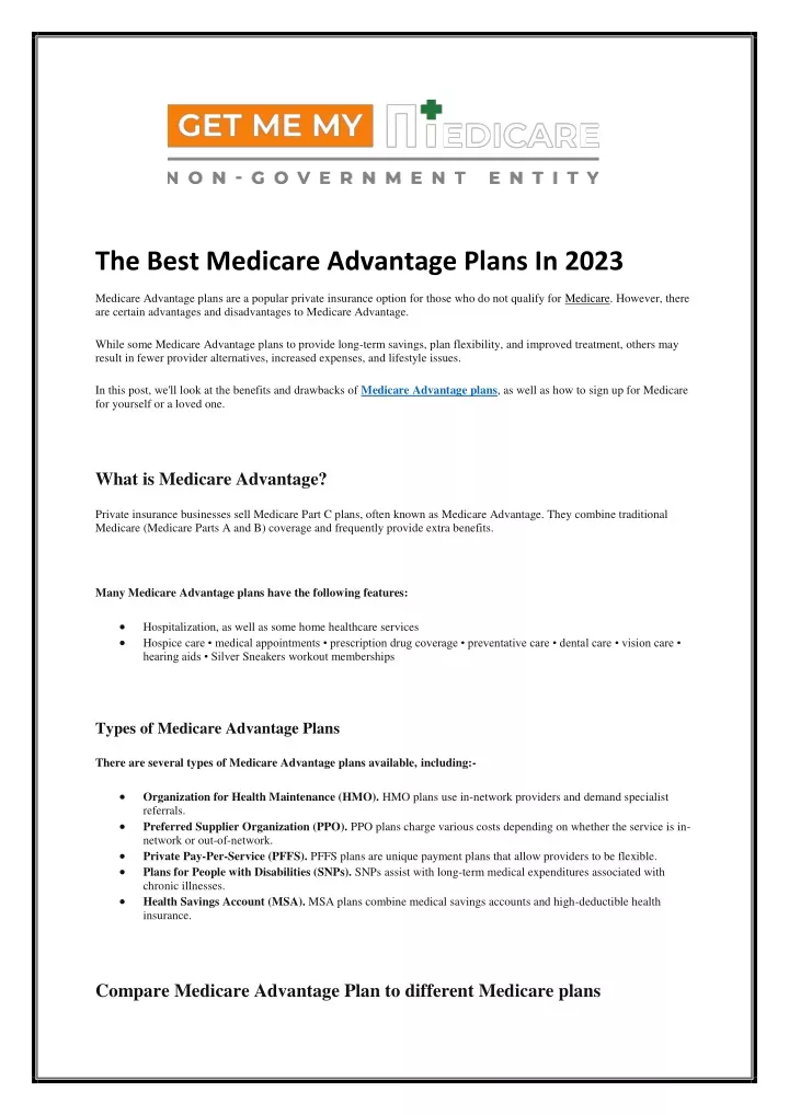 Ppt The Best Medicare Advantage Plans In 2023 Powerpoint Presentation