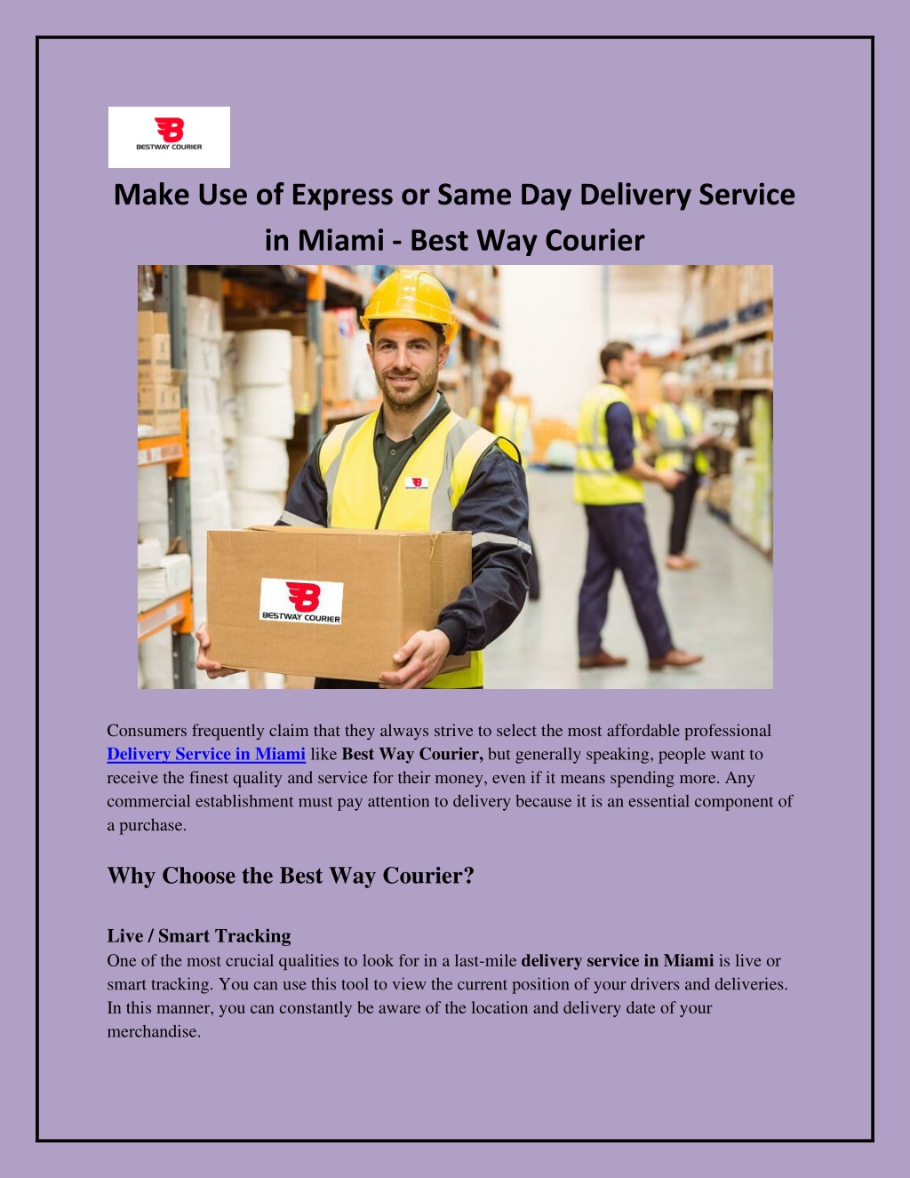 PPT - Pickup & Delivery Services in Miami - Best Way Courier PowerPoint ...