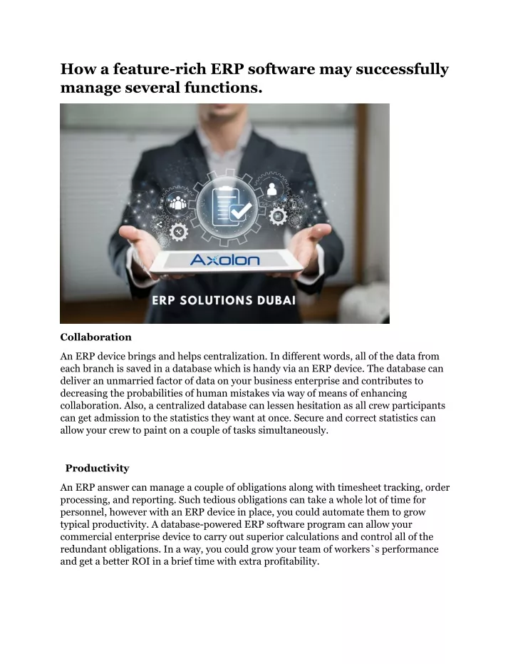 PPT - How a feature-rich ERP software may successfully manage several ...