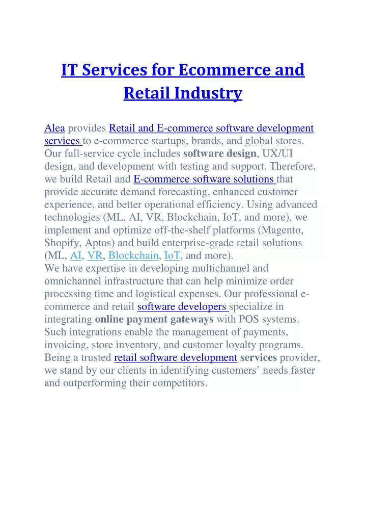 PPT - IT Services for Ecommerce and Retail Industry PowerPoint ...