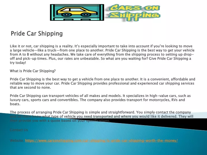 PPT - Pride Car Shipping PowerPoint Presentation, free download - ID ...
