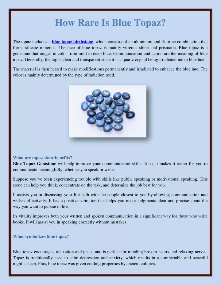PPT - How Rare Is Blue Topaz? PowerPoint Presentation, free download ...