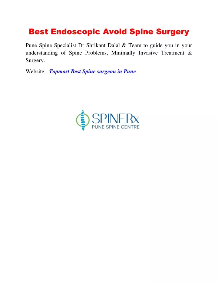 PPT - Best Endoscopic Avoid Spine Surgery PowerPoint Presentation, free ...