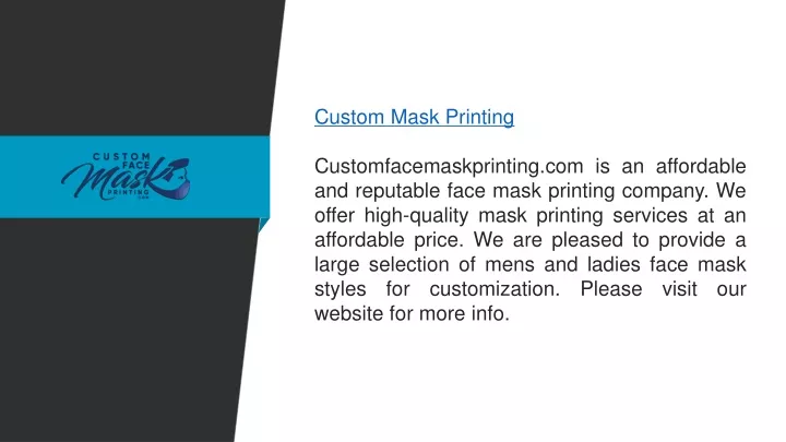 PPT - Finding The Best Custom Mask Printing Firm Near Me PowerPoint ...