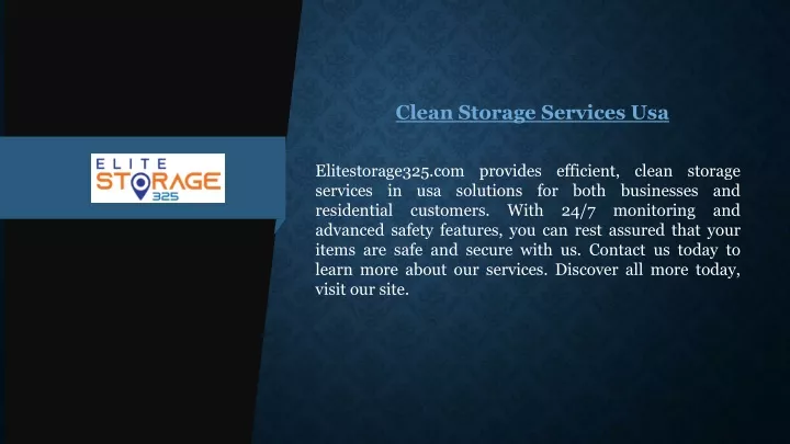 PPT - Clean Storage Services Usa Elitestorage325.com PowerPoint ...