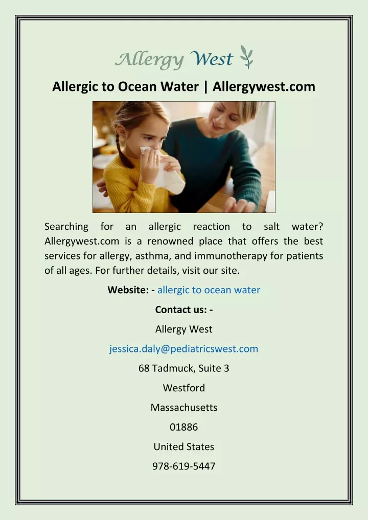 Ppt Allergic To Ocean Water Allergywest Powerpoint Presentation Free
