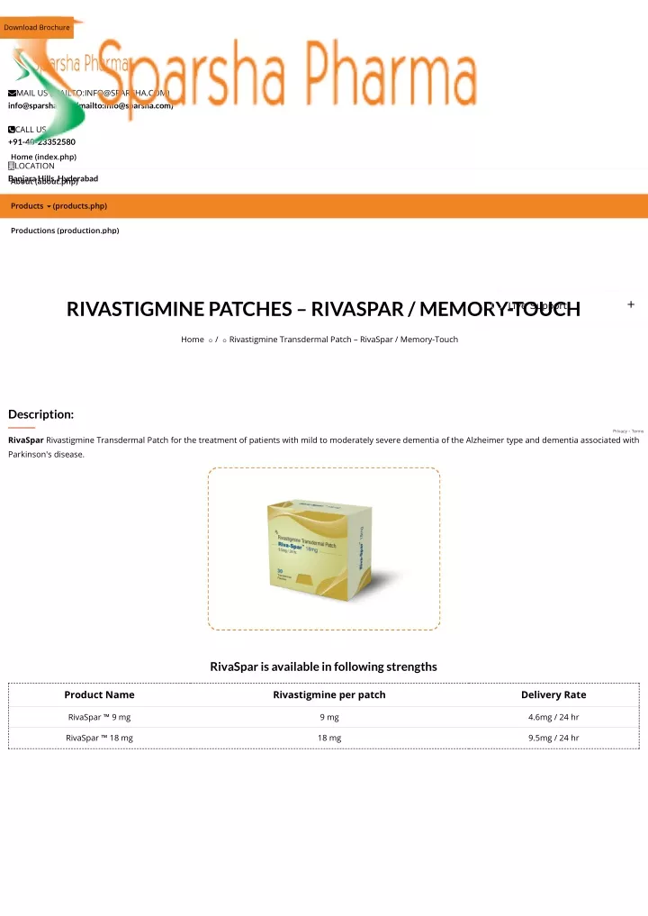 PPT - Rivastigmine Patch | Memory Transdermal Patches | Sparsha ...