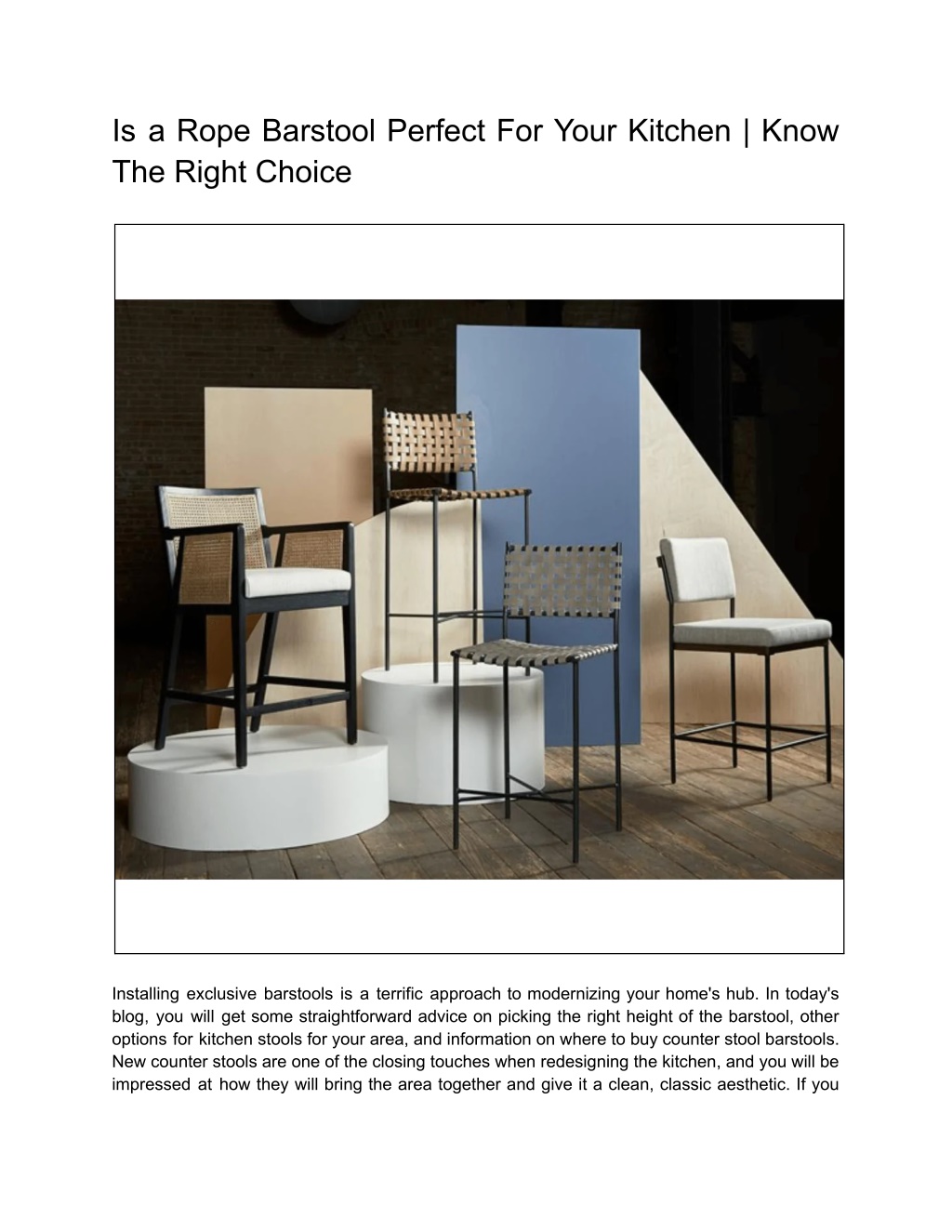 PPT - Is a Rope Barstool Perfect For Your Kitchen |Know The Right ...