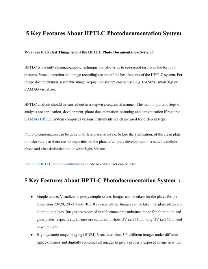 PPT - 5 Key Features About HPTLC Photodocumentation System PowerPoint ...
