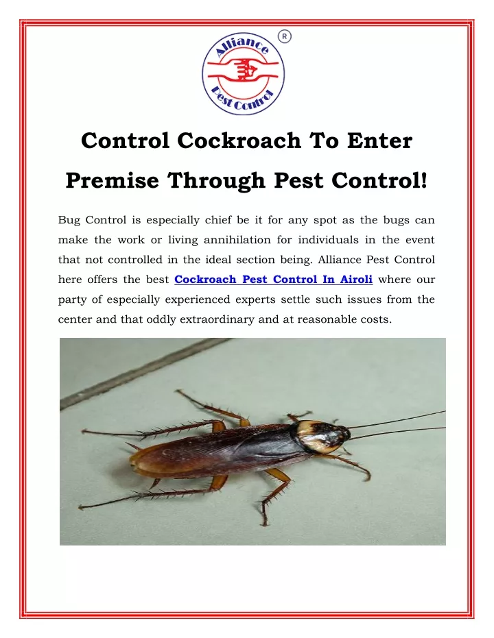 PPT - Control Cockroach To Enter Premise Through Pest Control ...