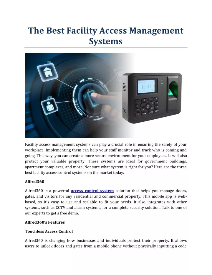 PPT - The Best Facility Access Management Systems PowerPoint ...