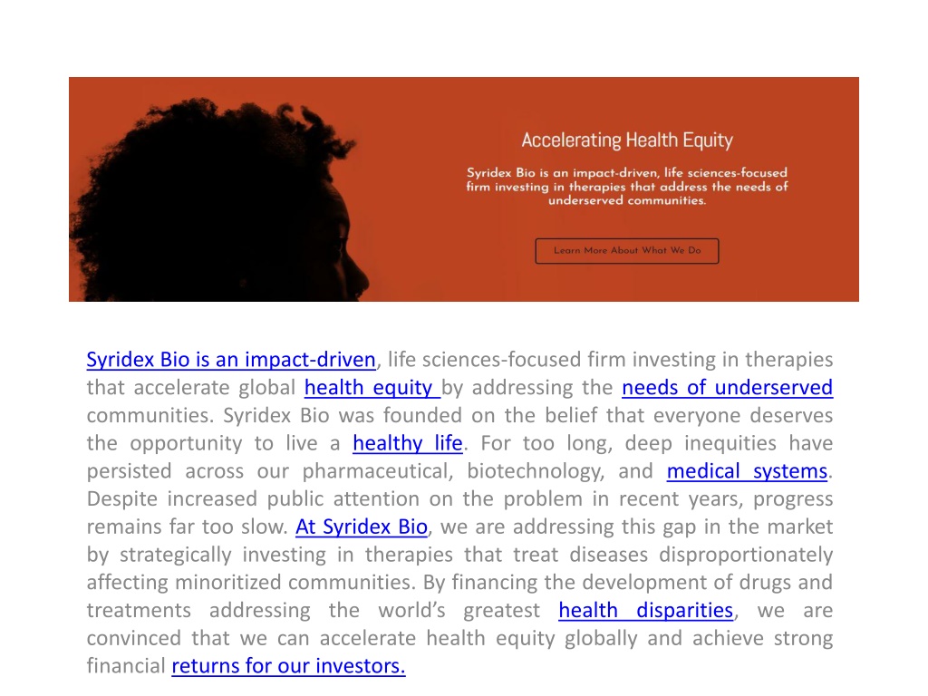 PPT - Investing in Therapies that Accelerate Health Equity PowerPoint ...