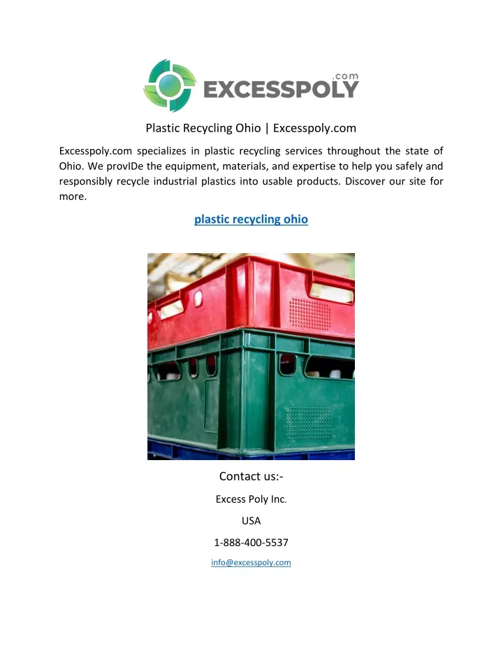 PPT - Plastic Recycling Ohio Excesspoly PowerPoint Presentation, free ...