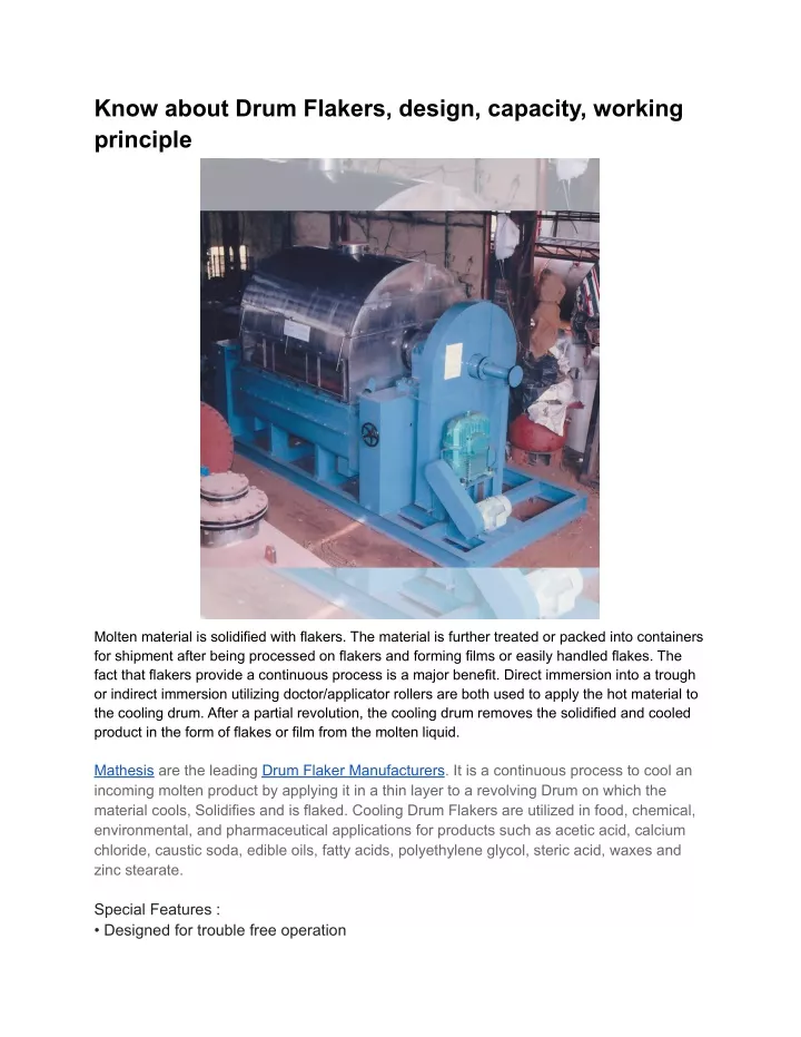 PPT - Know about Drum Flakers, design, capacity, working principle ...
