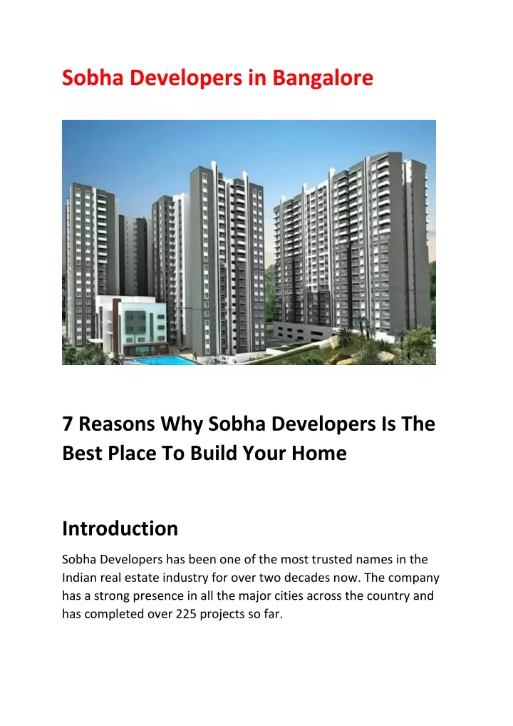 PPT - Sobha Developers in Bangalore | Sobha Apartments | Sobha Villa ...