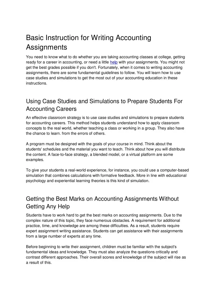 PPT - Basic Instruction for Writing Accounting Assignments PowerPoint ...