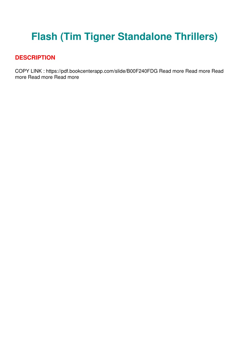 PPT - DOWNLOAD/PDF Flash (Tim Tigner Standalone Thrillers) PowerPoint ...