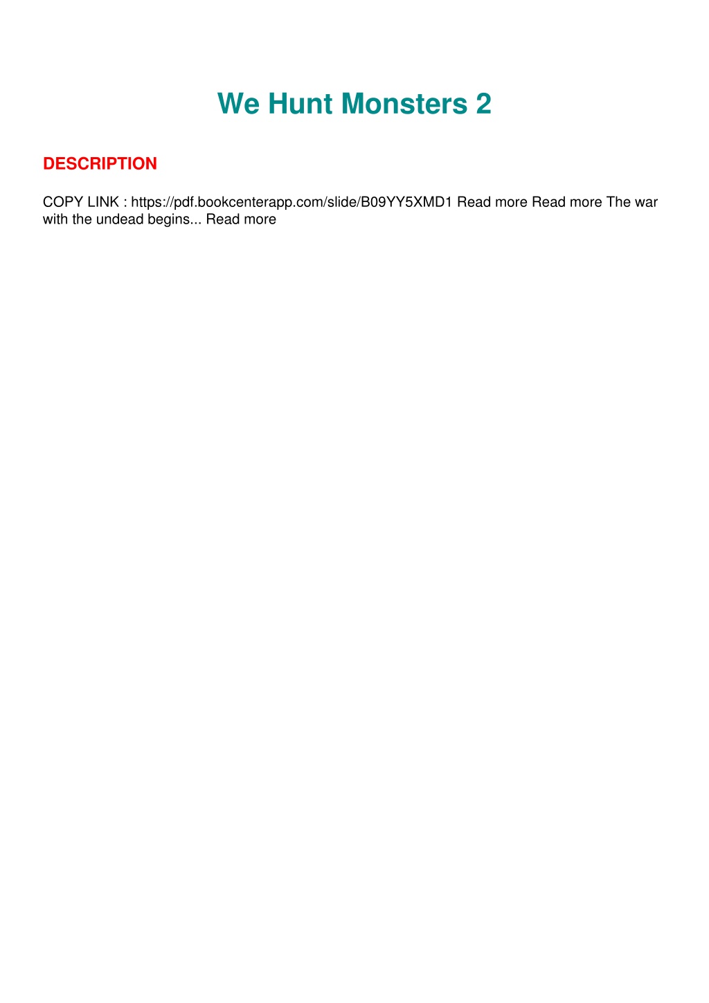 PPT - DOWNLOAD/PDF We Hunt Monsters 2 PowerPoint Presentation, free ...