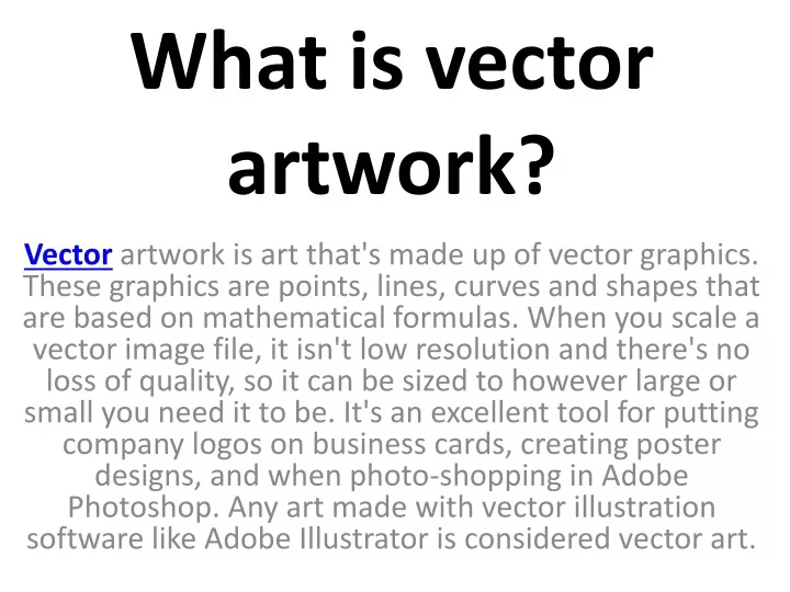 PPT - What is vector artwork? PowerPoint Presentation, free download ...