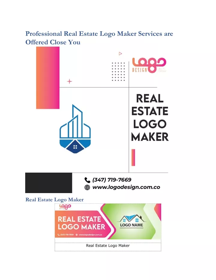 PPT - Professional Real Estate Logo Maker Services are Offered Close ...