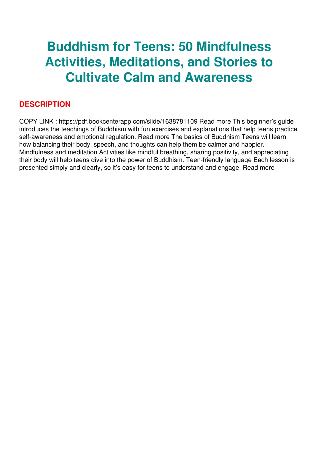 PPT - (PDF/DOWNLOAD) Buddhism for Teens: 50 Mindfulness Activities ...