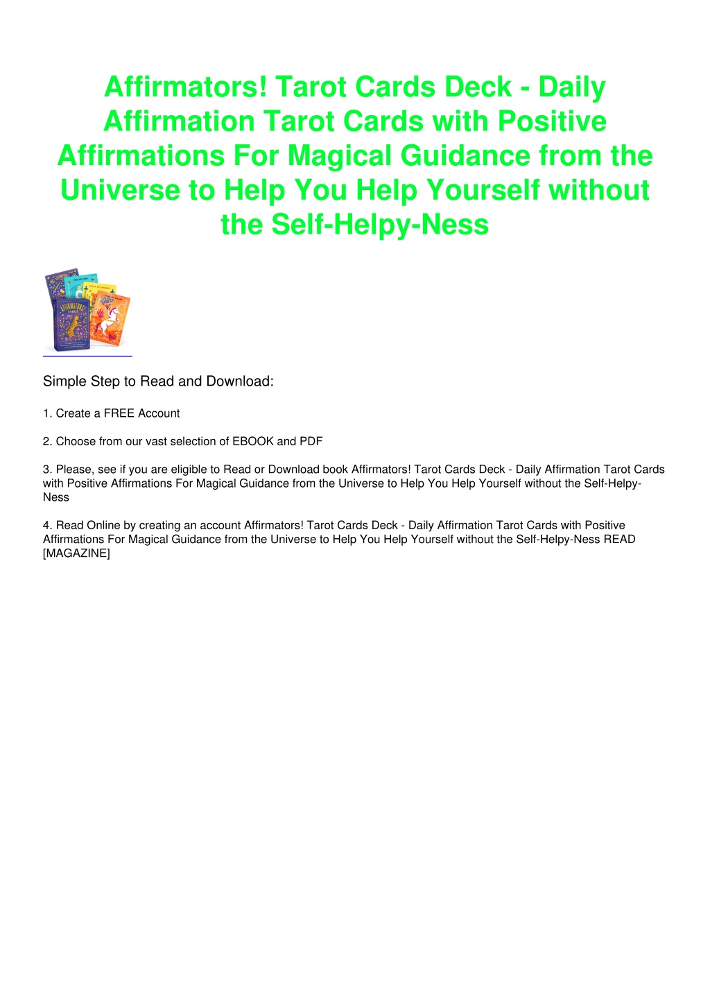 PPT - PDF/BOOK Affirmators! Tarot Cards Deck - Daily Affirmation Tarot ...