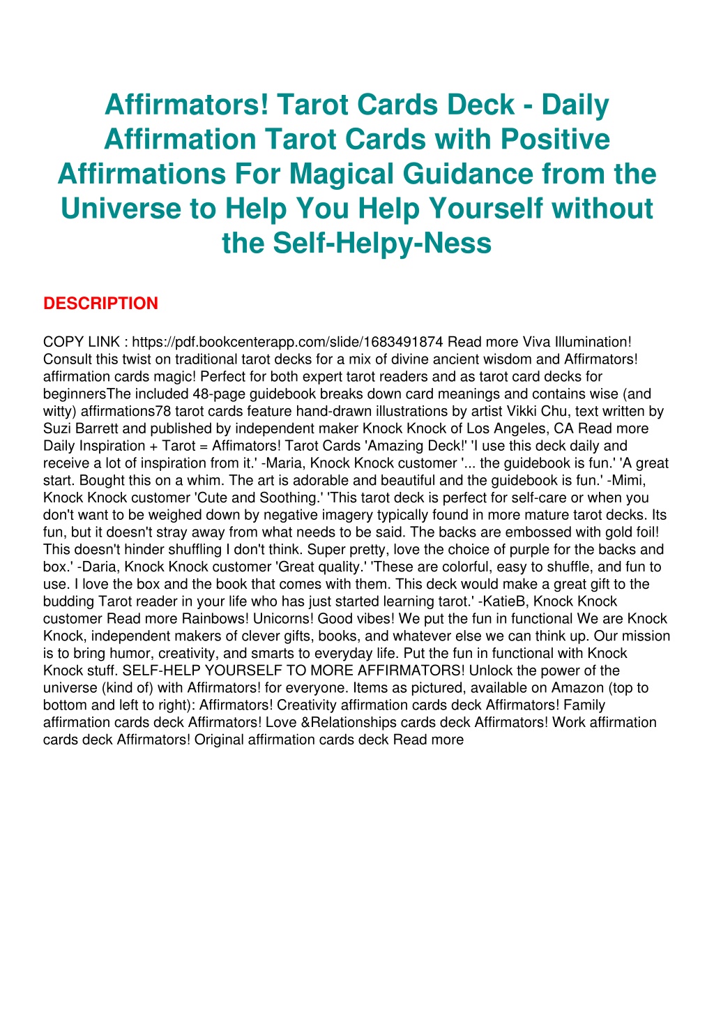 PPT - PDF/BOOK Affirmators! Tarot Cards Deck - Daily Affirmation Tarot ...