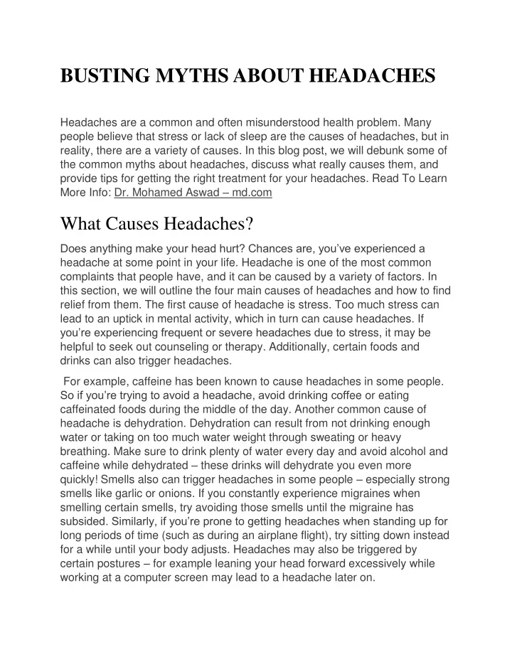 PPT - BUSTING MYTHS ABOUT HEADACHES PowerPoint Presentation, free ... PPT - BUSTING MYTHS ABOUT HEADACHES PowerPoint Presentation, free ...