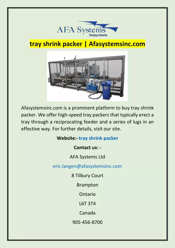 PPT - tray shrink packer | Afasystemsinc.com PowerPoint Presentation ...