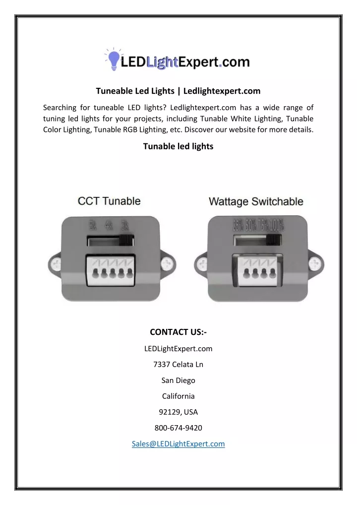 PPT - Tuneable Led Lights Ledlightexpert.com PowerPoint Presentation ...