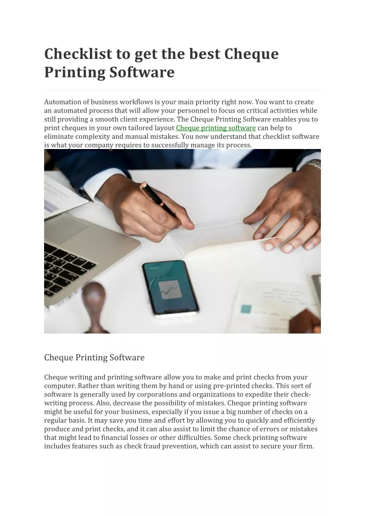 PPT - Checklist to get the best Cheque Printing Software PowerPoint ...