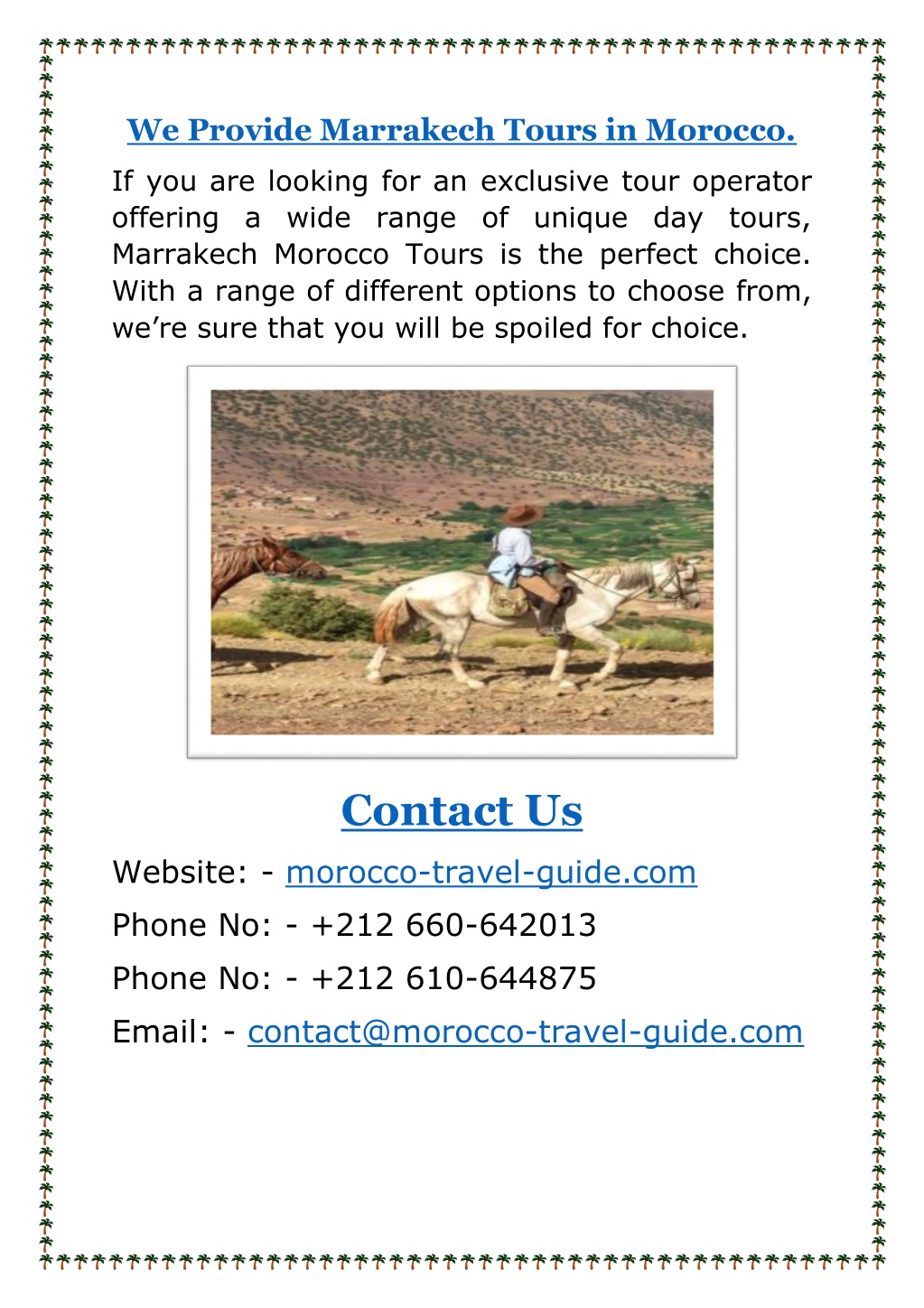 PPT - We Provide Marrakech Tours in Morocco PowerPoint Presentation, free download - ID:11984010