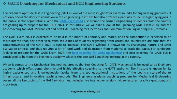 PPT - GATE Coaching for Mechanical and ECE Engineering Students ...