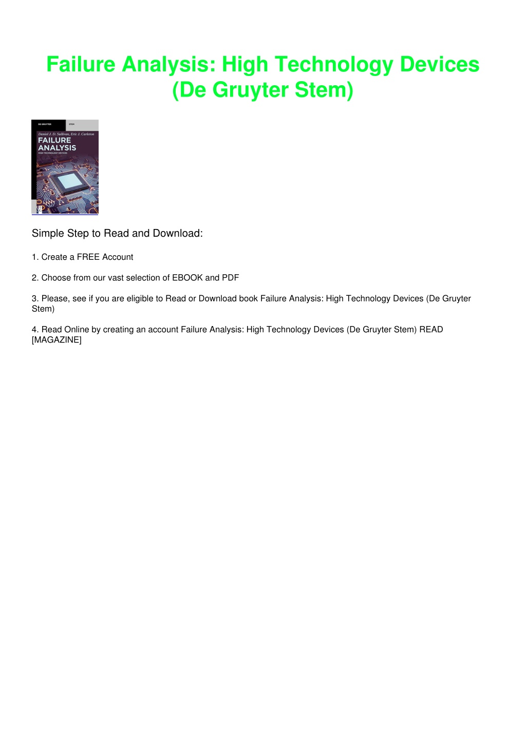 PPT - (PDF/DOWNLOAD) Failure Analysis: High Technology Devices (De Gruyter Stem) PowerPoint ...