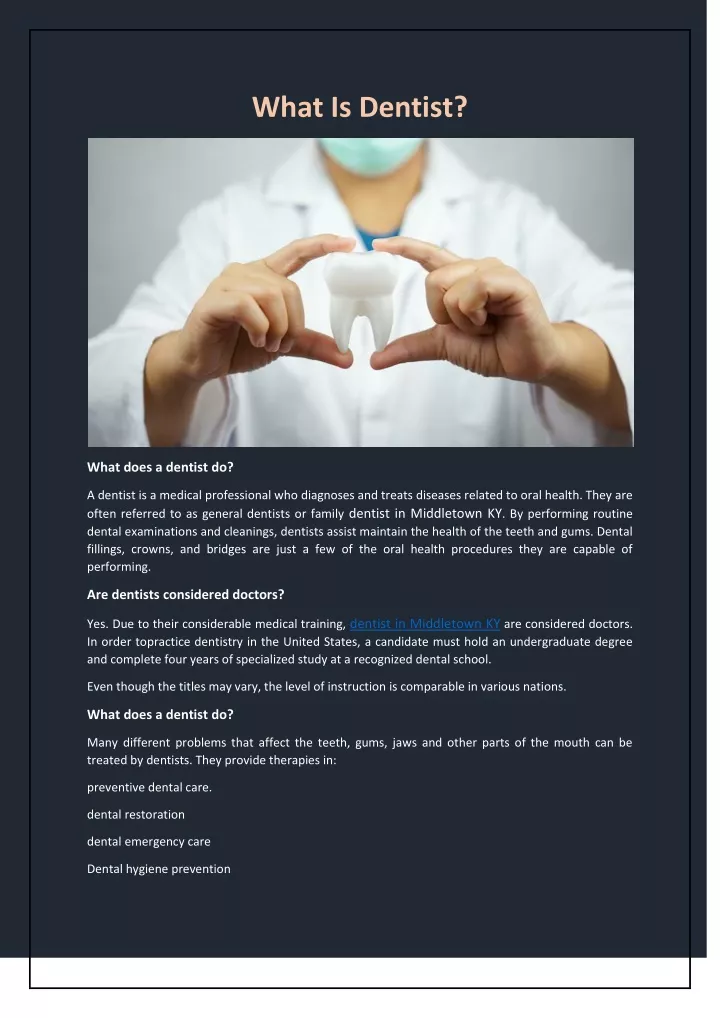 PPT - What is Dentist? PowerPoint Presentation, free download - ID:11985259