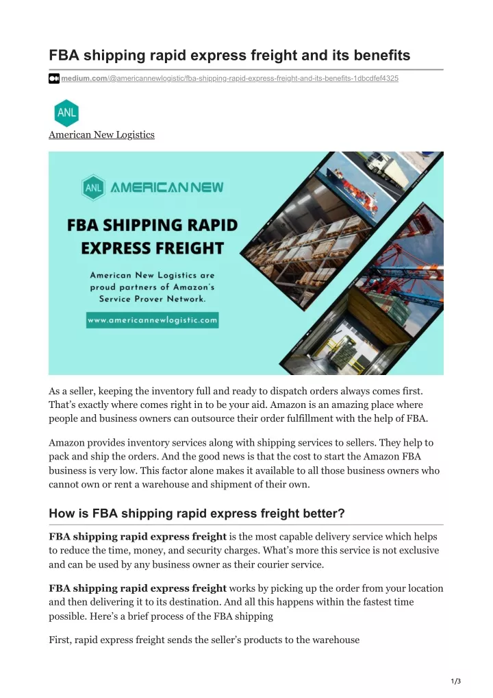 PPT - FBA shipping rapid express freight PowerPoint Presentation, free ...