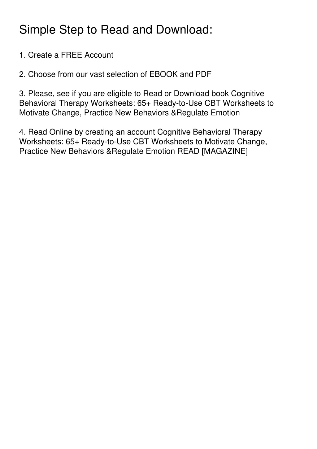PPT - ^read online (pdf) Cognitive Behavioral Therapy Worksheets: 65 ...