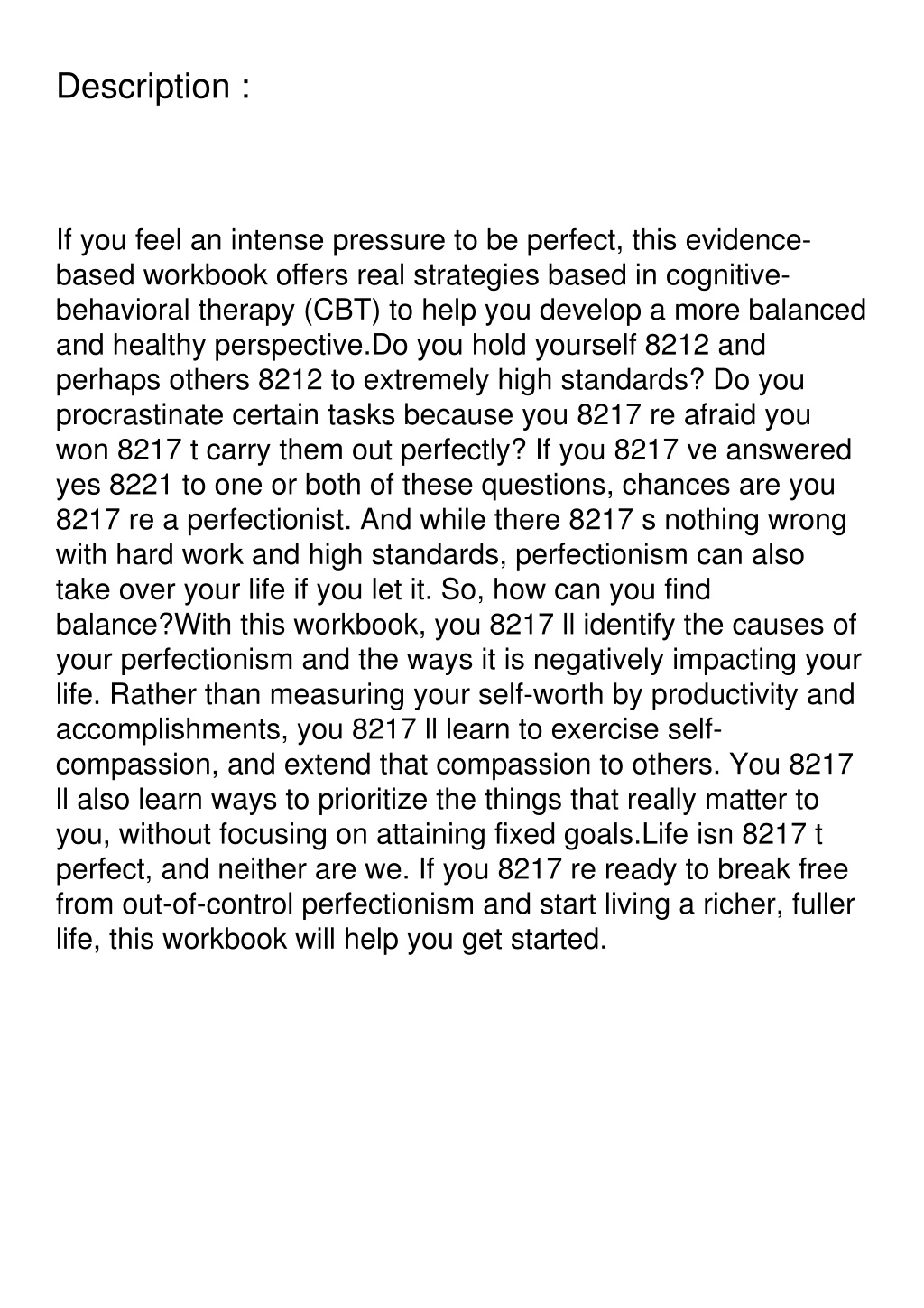 PPT - ‹download› free (pdf) The CBT Workbook for Perfectionism ...