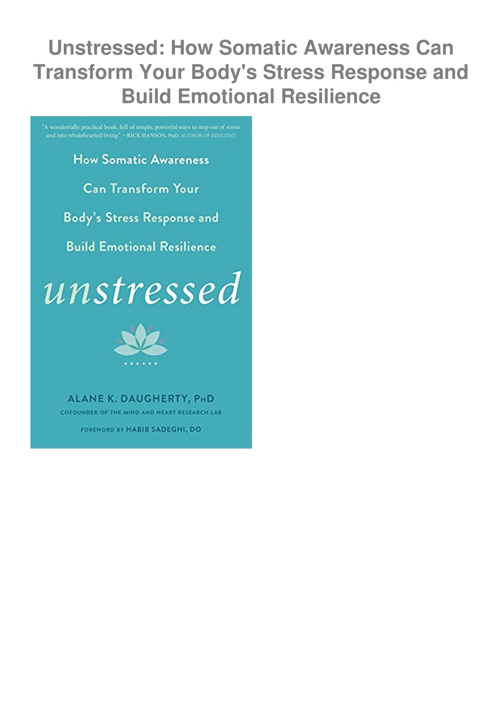 PPT - read [ebook] (pdf) Unstressed: How Somatic Awareness Can ...