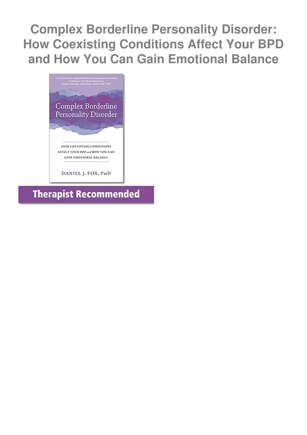 PPT - free read (pdf) Complex Borderline Personality Disorder: How ...