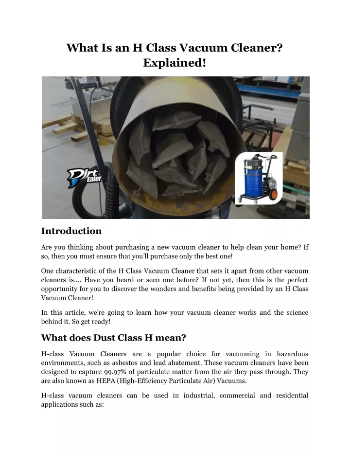 PPT - What Is an H Class Vacuum Cleaner Explained! PowerPoint ...