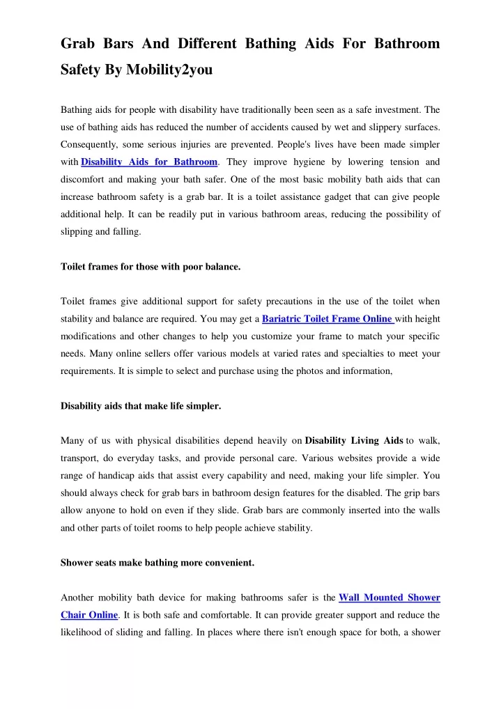 PPT - Grab bars for bathroom safety by Mobility2you PowerPoint ...