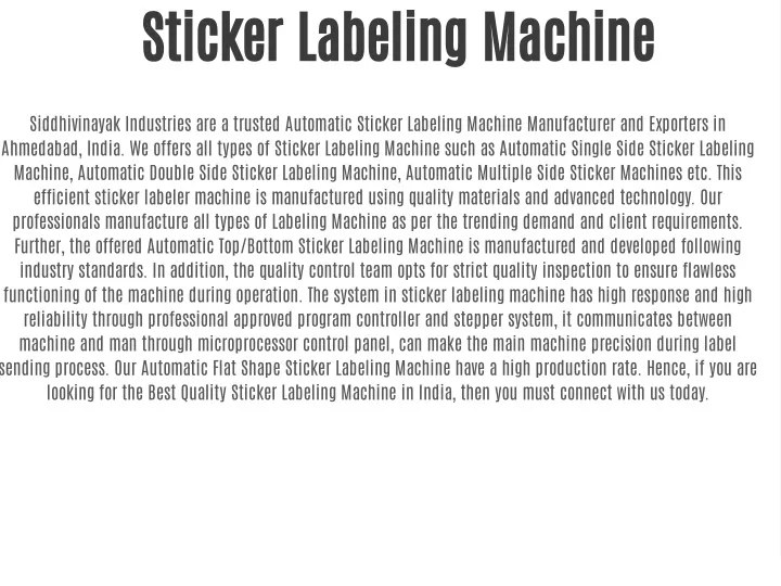 PPT - Sticker Labeling Machine Manufacturer PowerPoint Presentation ...