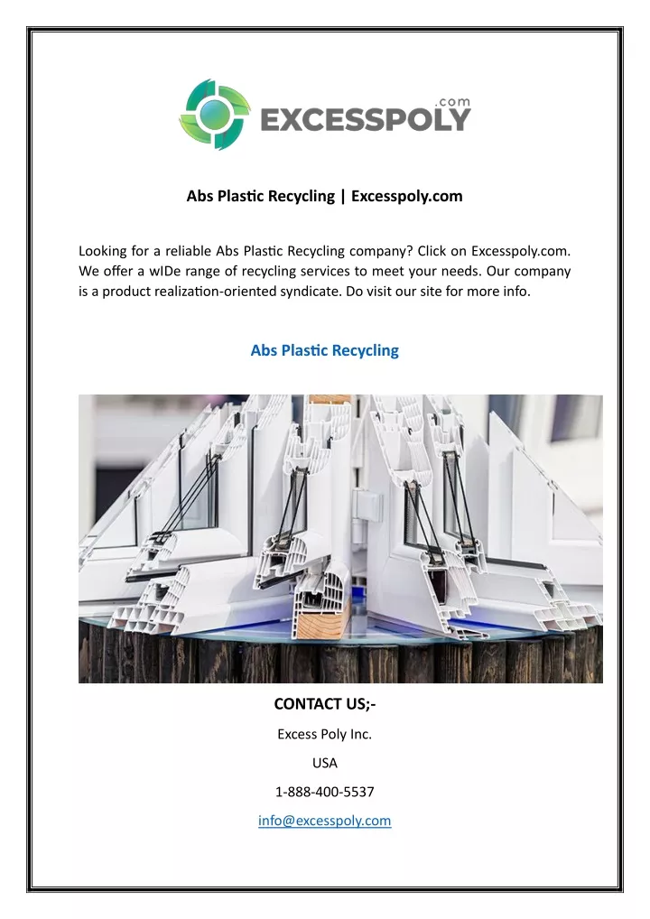 PPT - Abs Plastic Recycling Excesspoly.com PowerPoint Presentation, free download - ID:11989573