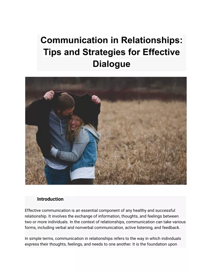 PPT - Communication in Relationships: Tips and Strategies for Effective ...