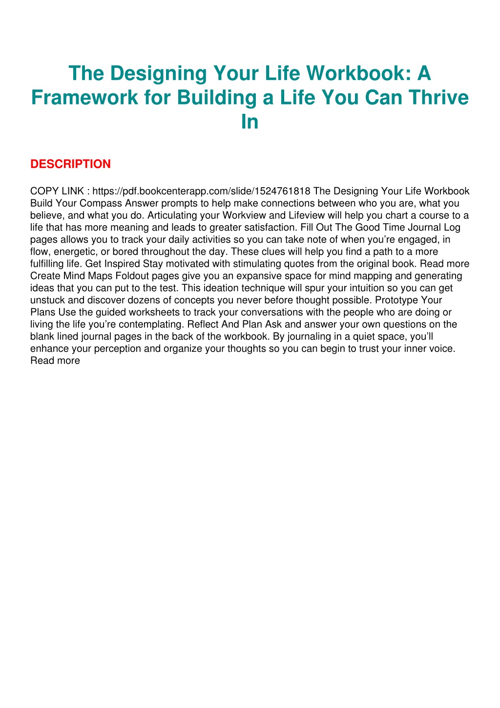 PPT - PDF/BOOK The Designing Your Life Workbook: A Framework for ...